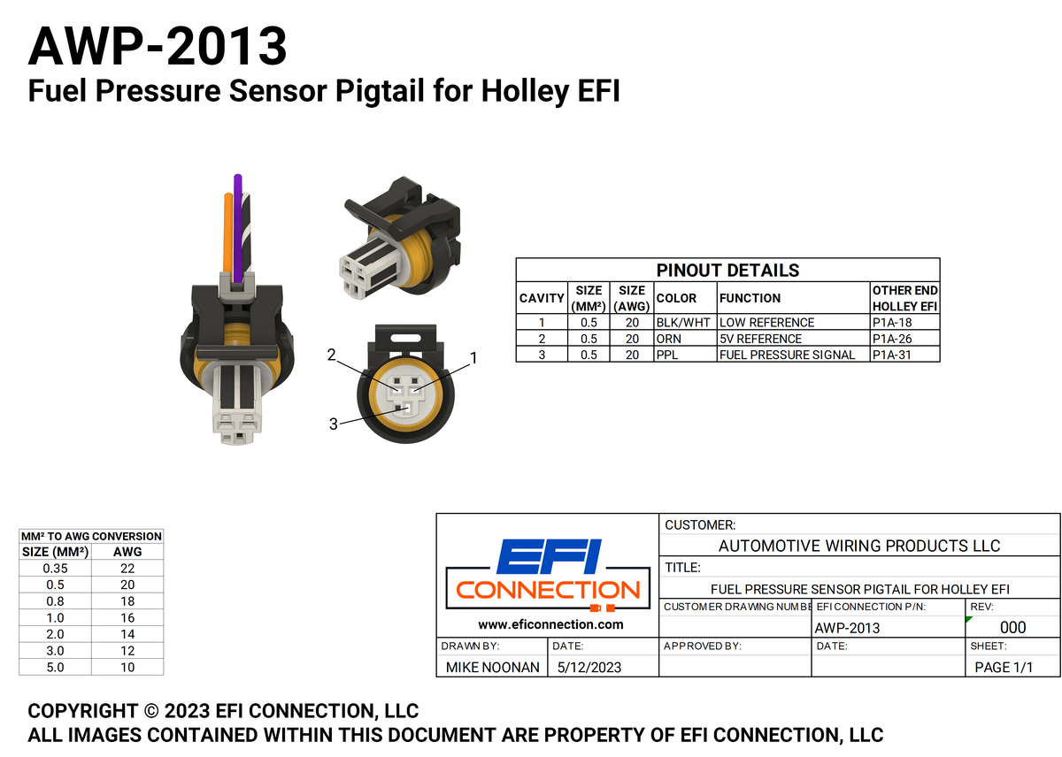Fuel Pressure Sensor Pigtail for Holley EFI – EFI Conversions