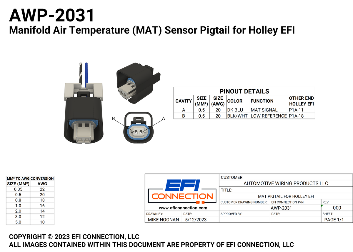 Manifold Air Temperature (MAT) Sensor Pigtail for Holley EFI – EFI ...