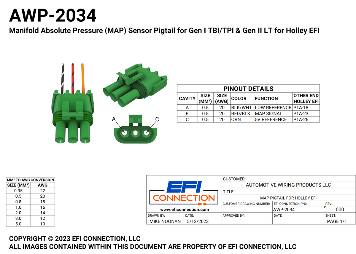 Manifold Absolute Pressure (MAP) Sensor Pigtail for Gen I TBI/TPI & Ge ...