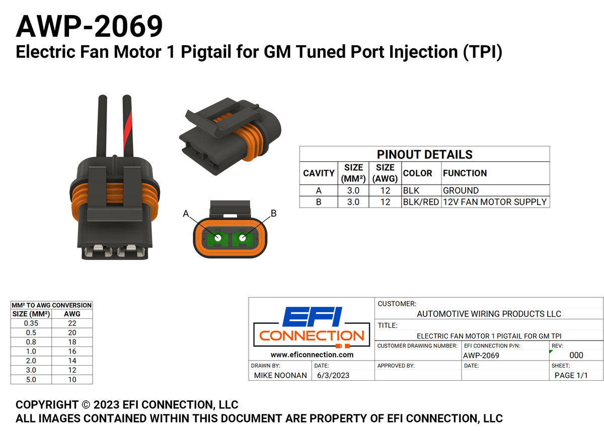 Electric Fan Motor 1 Pigtail for GM Tuned Port Injection (TPI) – EFI ...