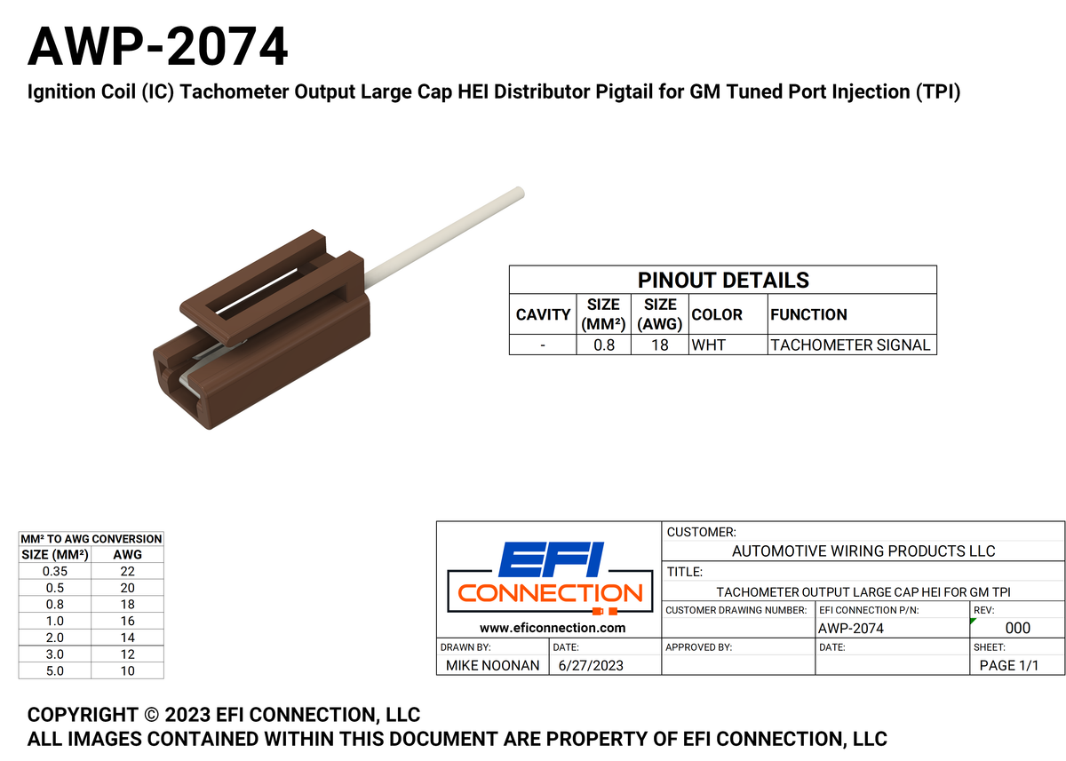 Ignition Coil (IC) Tachometer Output Large Cap HEI Distributor Pigtail ...