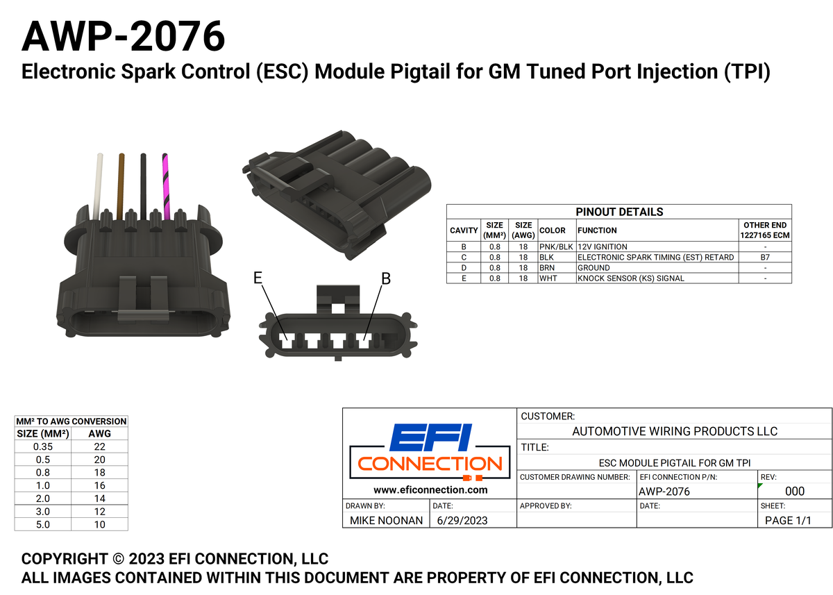 Electronic Spark Control (ESC) Module Pigtail for GM Tuned Port Inject ...