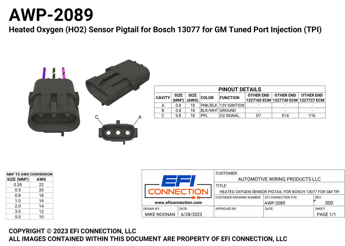 Heated Oxygen (HO2) Sensor Pigtail for Bosch 13077 for GM Tuned Port I ...