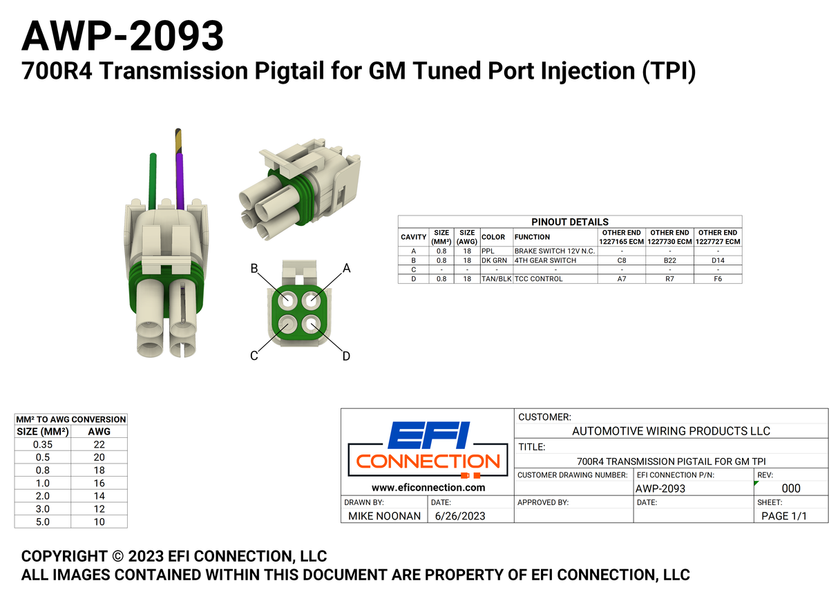 700R4 Transmission Pigtail for GM Tuned Port Injection (TPI) – EFI ...