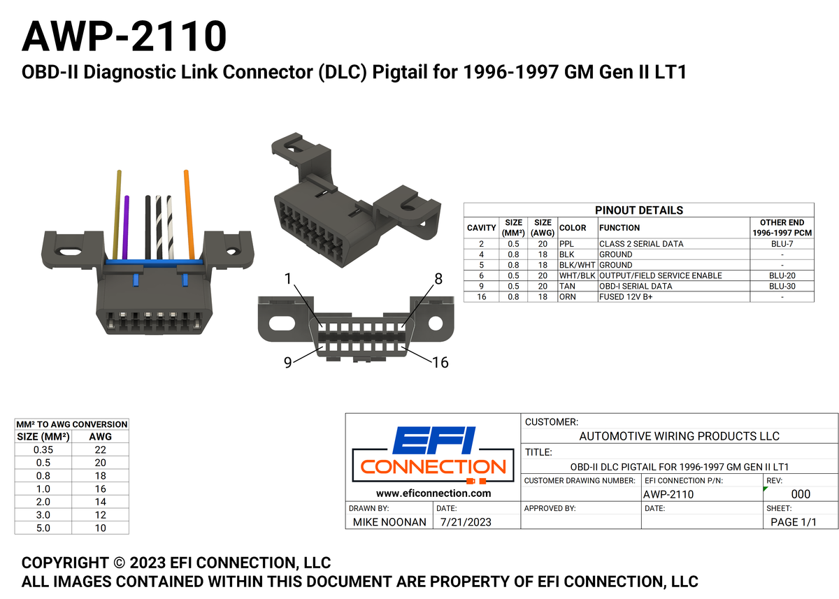 OBD-II Diagnostic Link Connector DLC Pigtail 1996-1997 GM Gen II LT1 ...