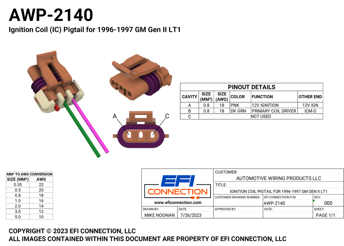 Ignition Coil (IC) Pigtail for 1996-1997 GM Gen II LT1 – EFI Conversions